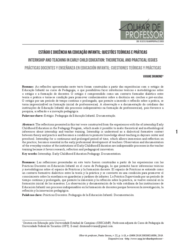 Estágio e Docência na Educação Infantil | PDF | Pré-escola | Pedagogia