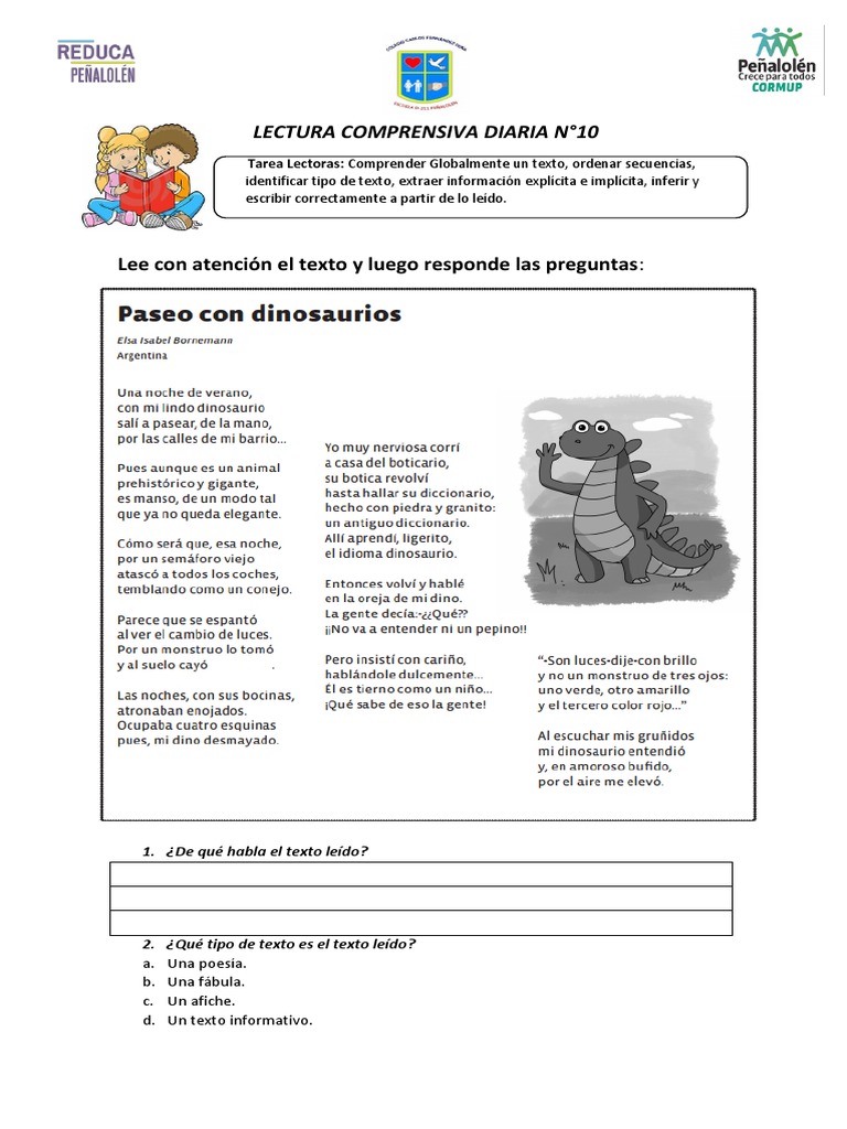 LECTURA 10 (Paseo Con Dinosaurios) | PDF