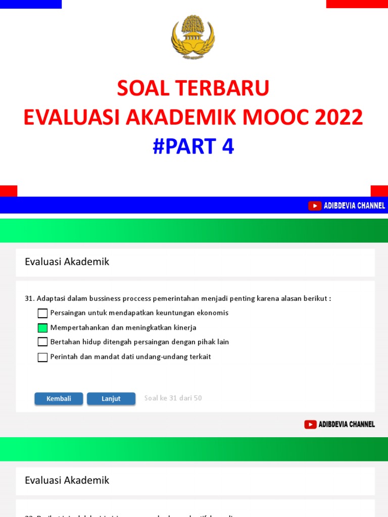 Soal Mooc 2022 Part 4 | PDF