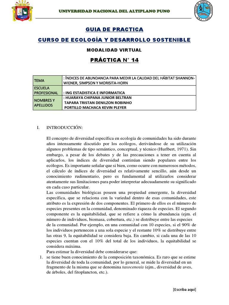 Practica - 14 VV | PDF | Especies | Biodiversidad