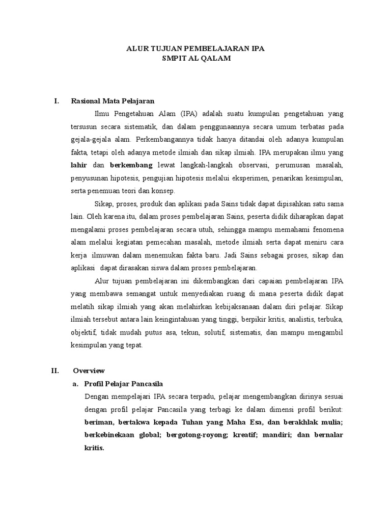 V ATP (Alur Dan Tujuan Pembelajaran) IPA SMP D (Isabella) | PDF | Sains ...