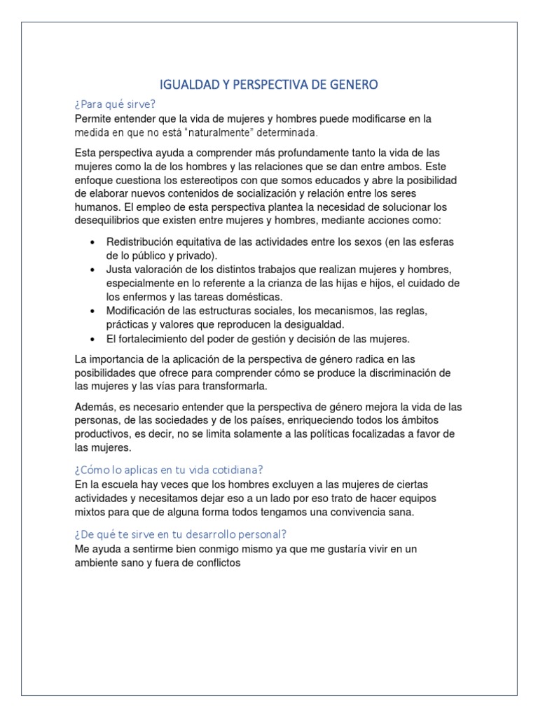 Igualdad y Perspectiva de Genero | PDF | Ciencias sociales