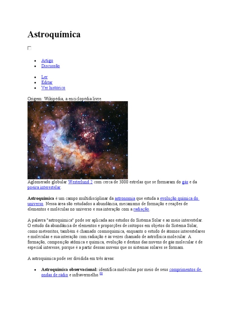 Astroquímica | PDF | Objetos astronômicos | Ciências naturais