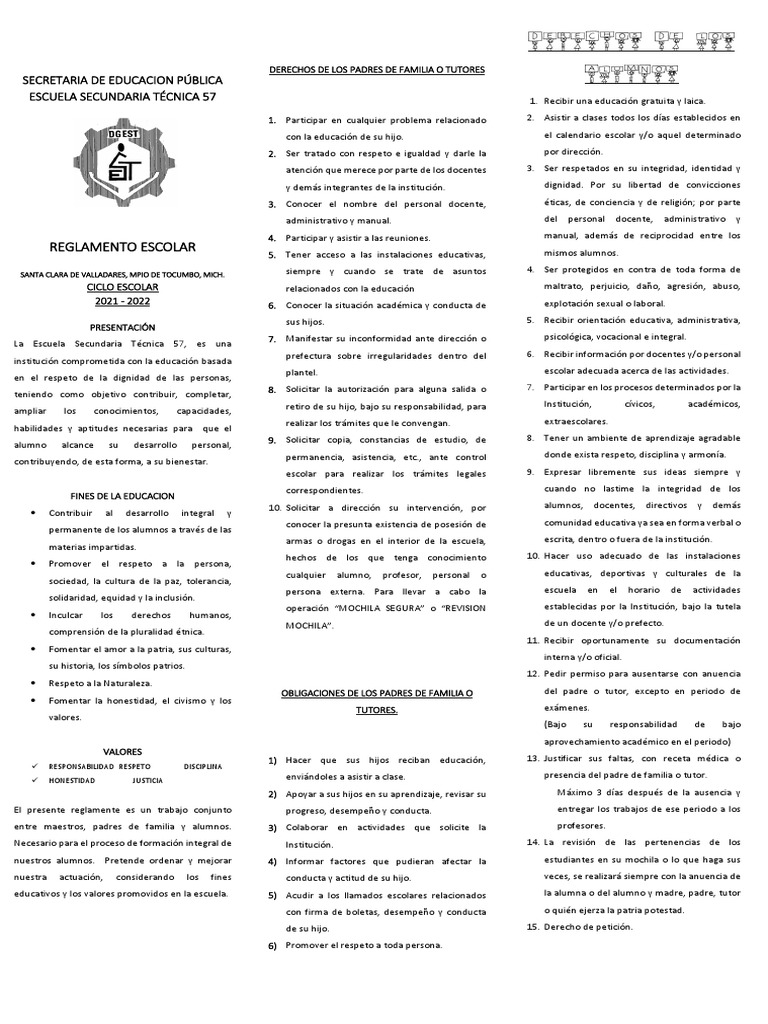 Reglamento Secundaria CE - 21 - 22 Version Vertical | Descargar gratis PDF | Maestros ...