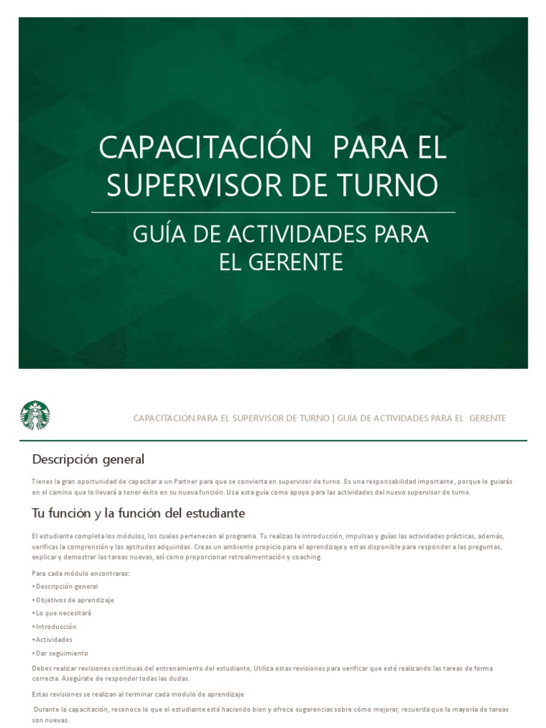 Guia Del SM para Entrenamiento Supervisor | PDF | Inventario | Aprendizaje