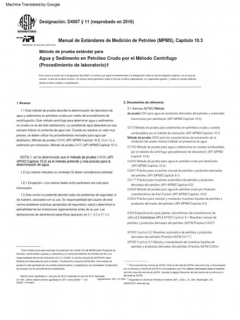 ASTM D 4007 (Porcentaje de S&W) | PDF | Petróleo | Agua