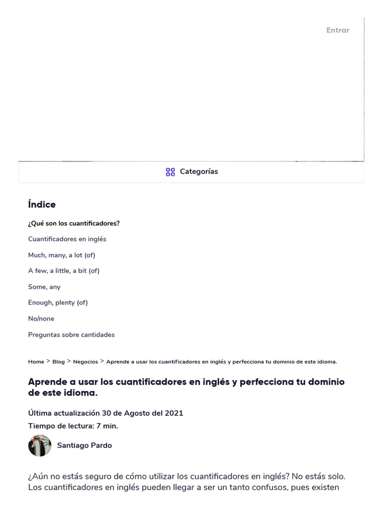 ? Descubre Cómo Utilizar Los Cuantificadores en Inglés | PDF | Sustantivo | Idioma en Inglés