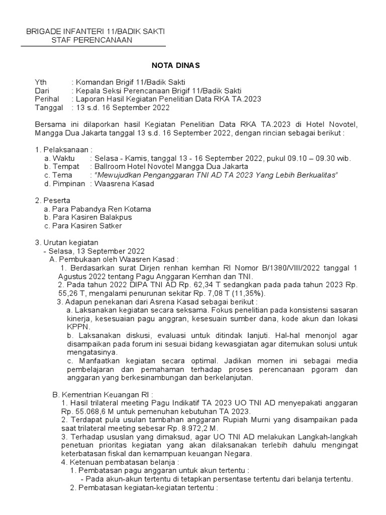 Laporan Hasil Rapat Penelitian RKA TA 2023 | PDF | Bisnis | Pengelolaan ...