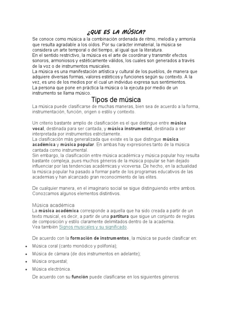 Que Es La Música | PDF | Musica Popular | Música folk