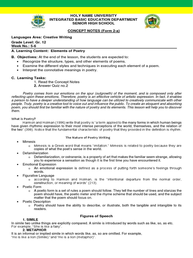 Creative Writing (Nature of Poetry) | PDF | Poetry | Metaphor