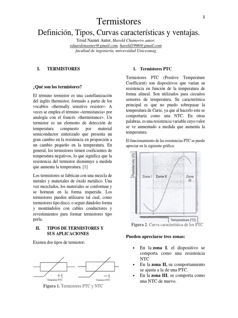 Tipos y Aplicaciones de Termistores | PDF | Resistor | Ingenieria Eléctrica