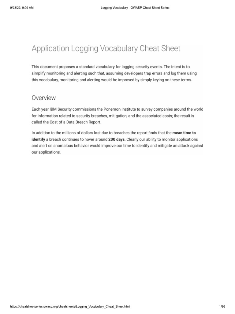 Logging Vocabulary Cheatsheet | PDF