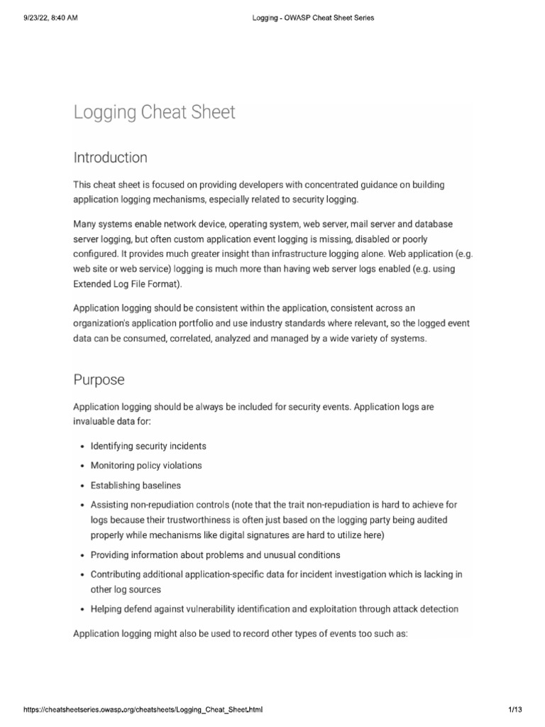 Logging Cheat Sheet | PDF Logging Cheat Sheet | PDF