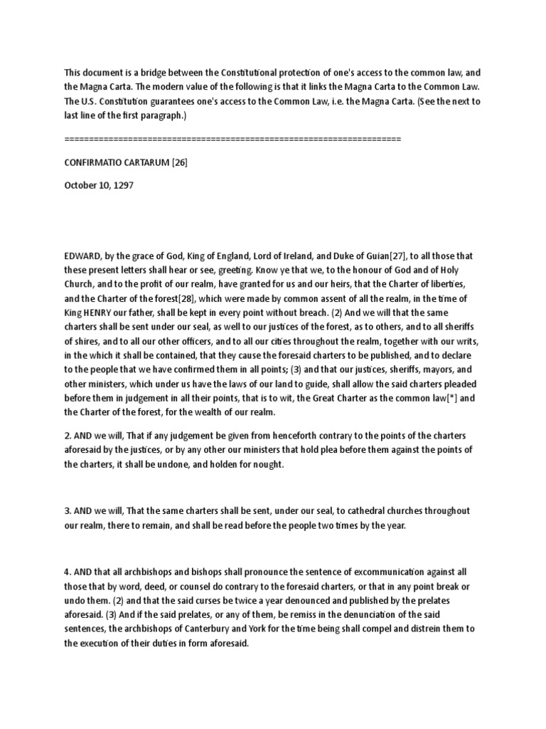 Confirmatio Cartarum | PDF | Magna Carta | Justice