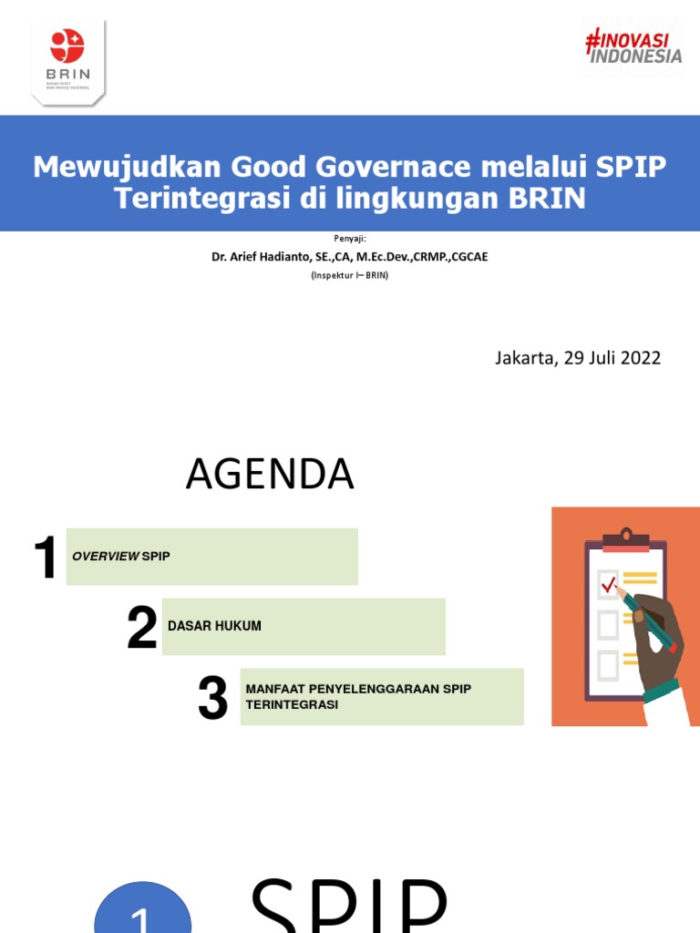 Implementasi SPIP Terintegrasi untuk Meningkatkan Tata Kelola Pemerintahan yang Baik di BRIN | PDF