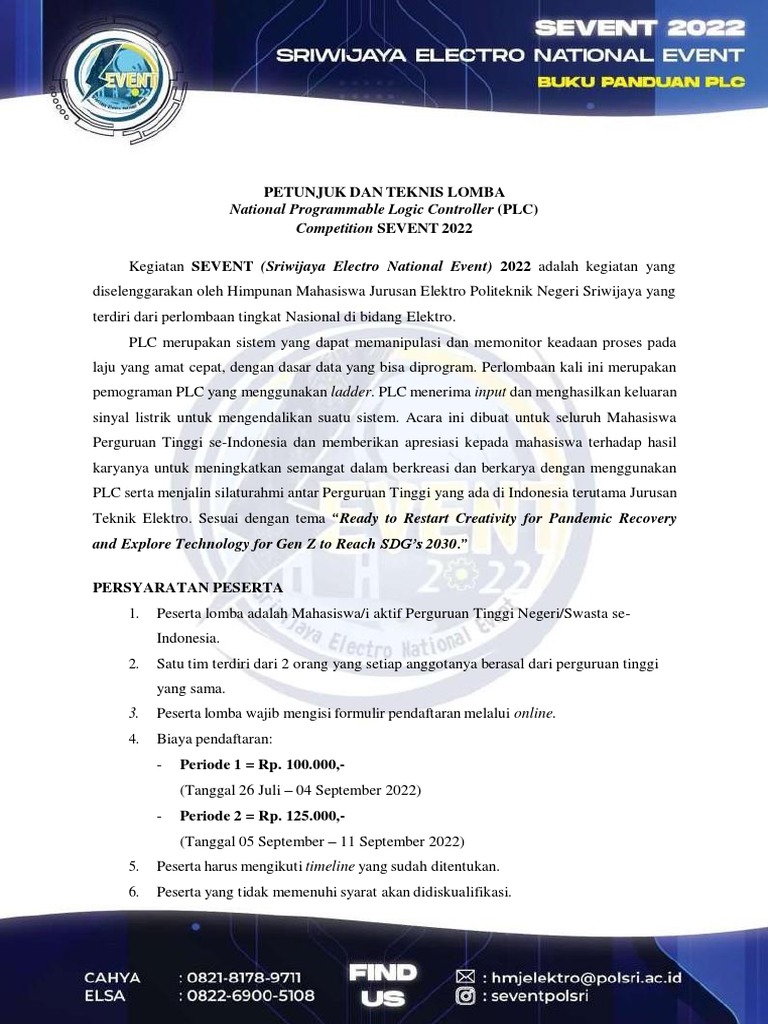 Buku Panduan PLC Competition Sevent 2022. | PDF | Bisnis | Komputer