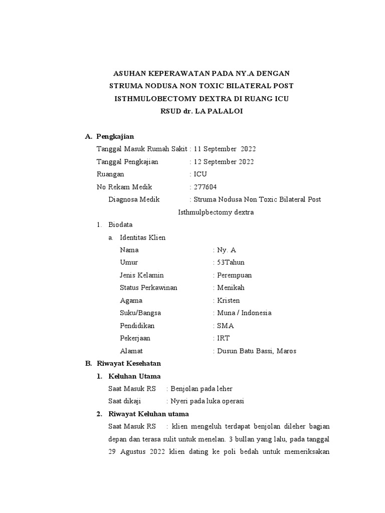 Asuhan Keperawatan Struma Nodusa ICU | PDF | Sains & Matematika | Gaya ...