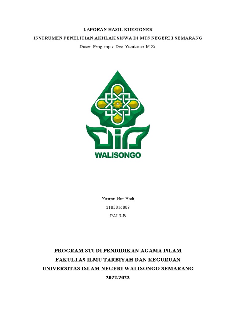 Laporan Survey Kuesioner Yusron | PDF