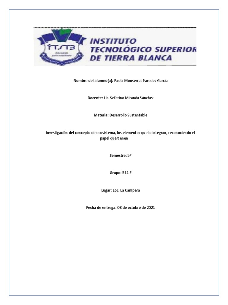 Investigacion de Ecosistema - Paola Monserrat Paredes Garcia | PDF ...