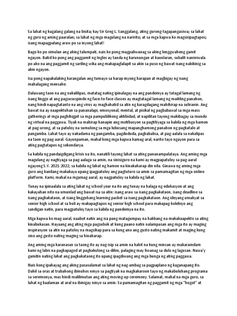 Talumpati-Moving Up | PDF