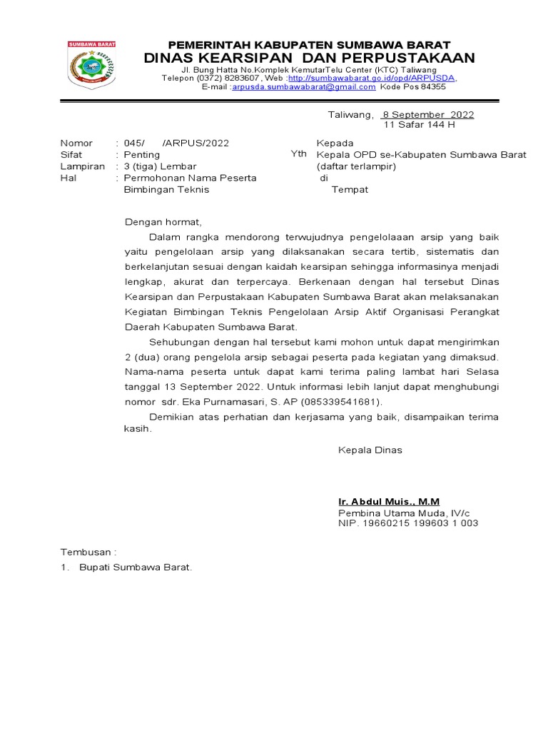 SURAT Permohonan Peserta | PDF