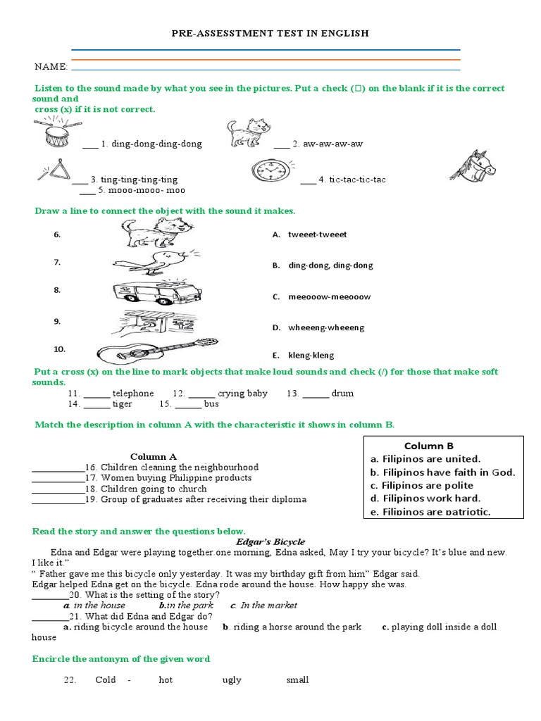 Pre-Test English 2 | PDF