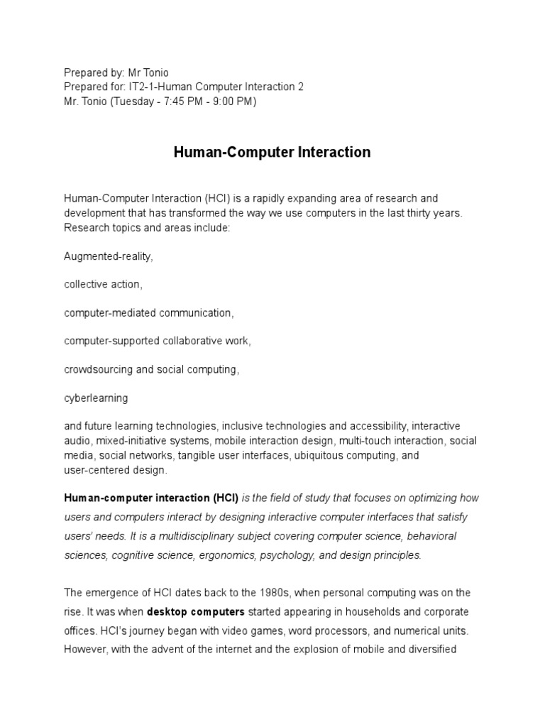Material 01 - Human-Computer Interaction | PDF | Human–Computer Interaction | Usability