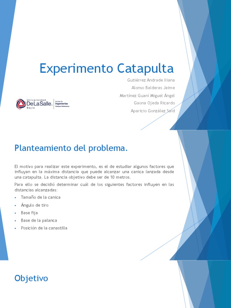 Experimento Catapulta Equipo 2 | PDF | Palanca | Experimentar