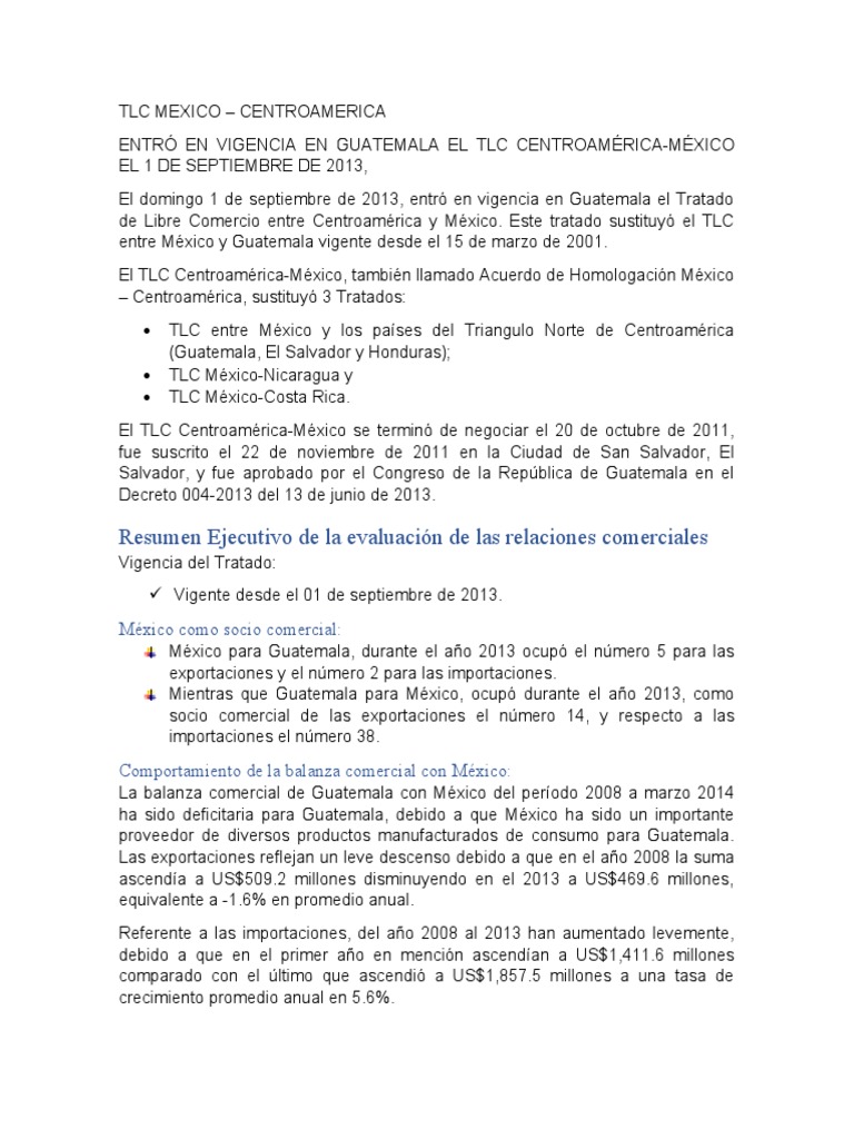 TLC Mexico - Centroamerica | PDF | Guatemala | Tratado de Libre Comercio Norteamericano