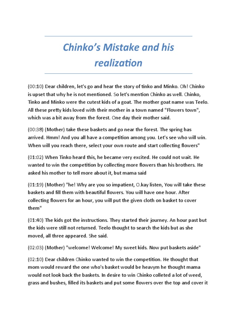 Chinko Mistake and His Realization | PDF