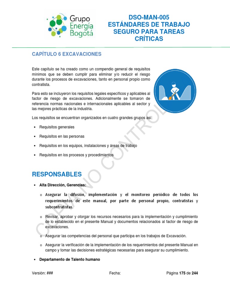 Dso-Man-005 Manual Estándares de Trabajo Seguro para Tareas Críticas 1 (Excv) | PDF | Suelo ...