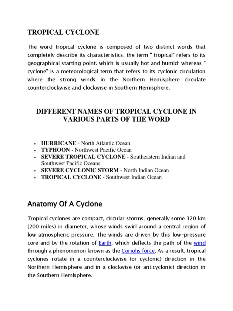 Tropical Cyclone | PDF | Tropical Cyclones | Cyclone