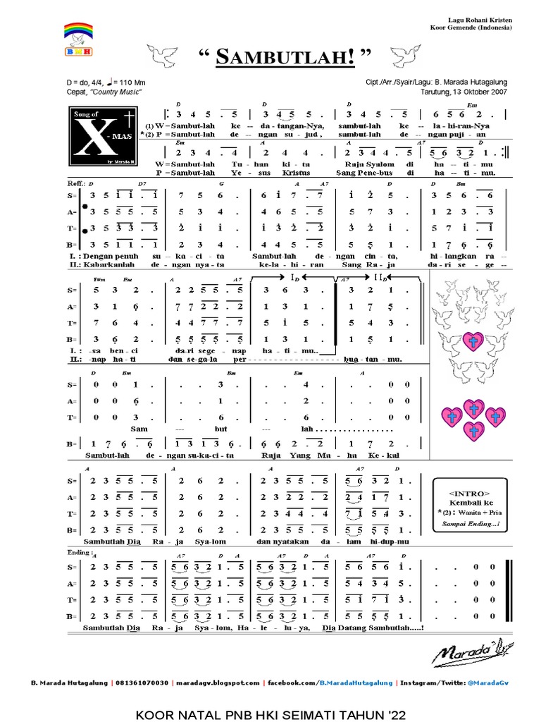 Lagu Koor Natal PNB HKI Seimati Sambutlah | PDF
