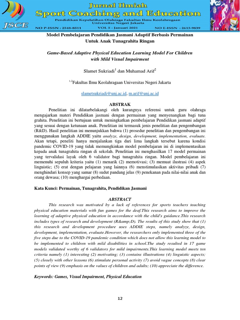 Jurnal - Model Pembelajaran Pendidikan Jasmani Adaptif Berbasis ...