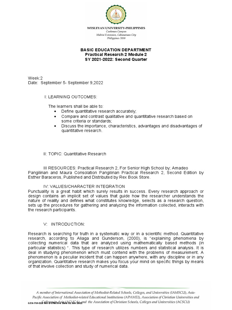 Module 2 Pr2 1st Quarter | PDF | Statistics | Quantitative Research