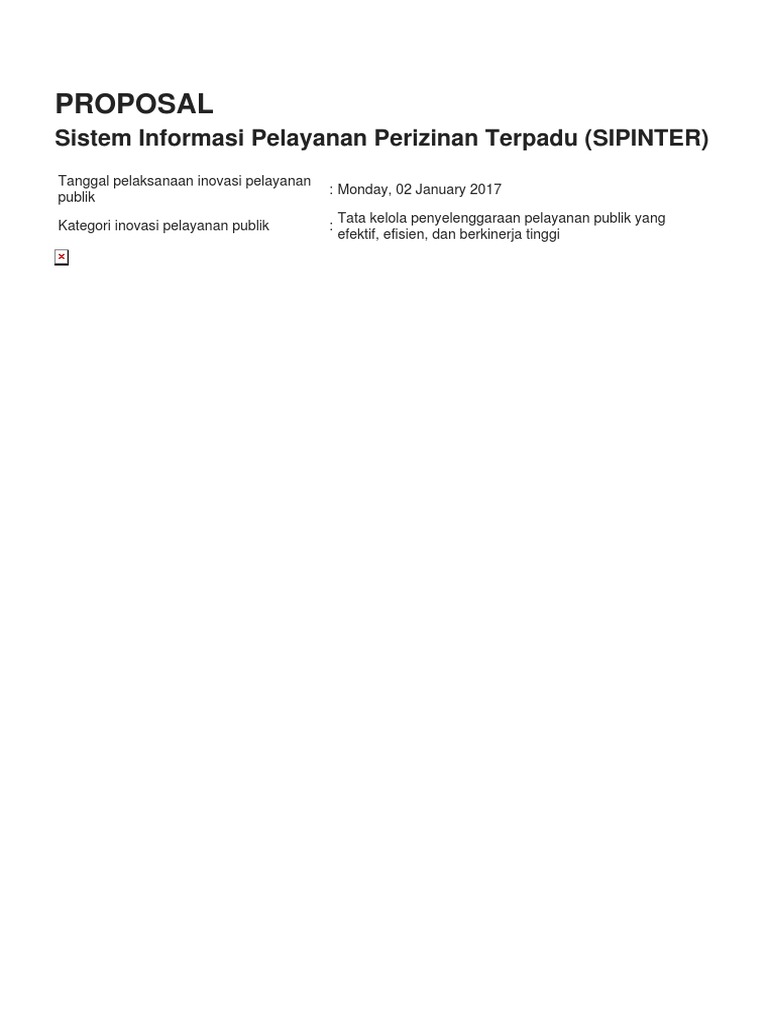 Inovasi SIPINTER - DPMPTSP Solo | PDF