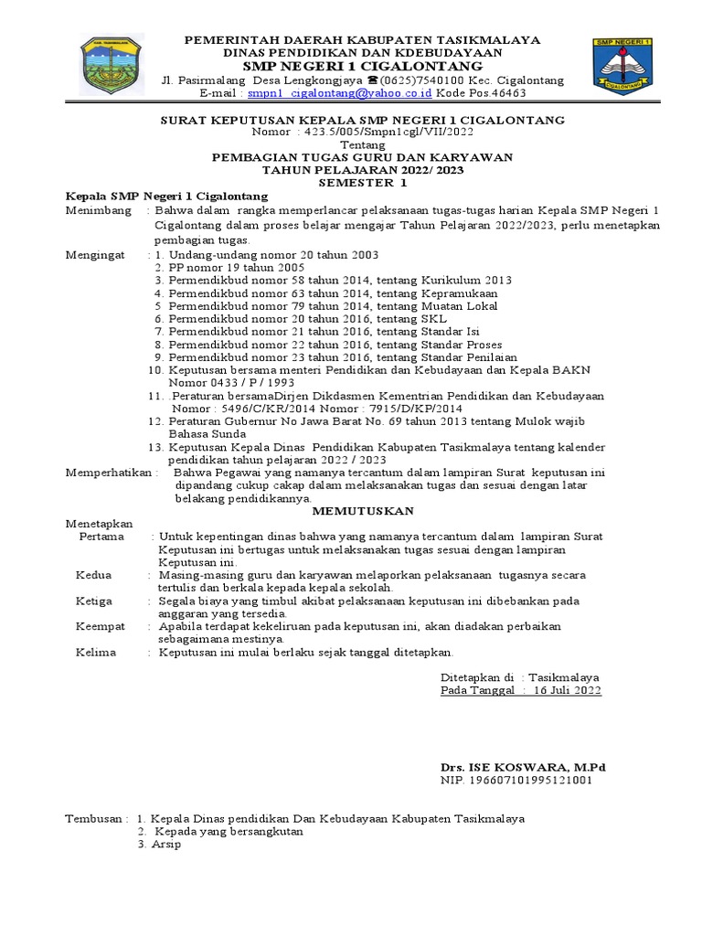 SKBM Dan PEMBAGIAN TUGAS TP. 2021-2022 SEM.2 LAP | PDF