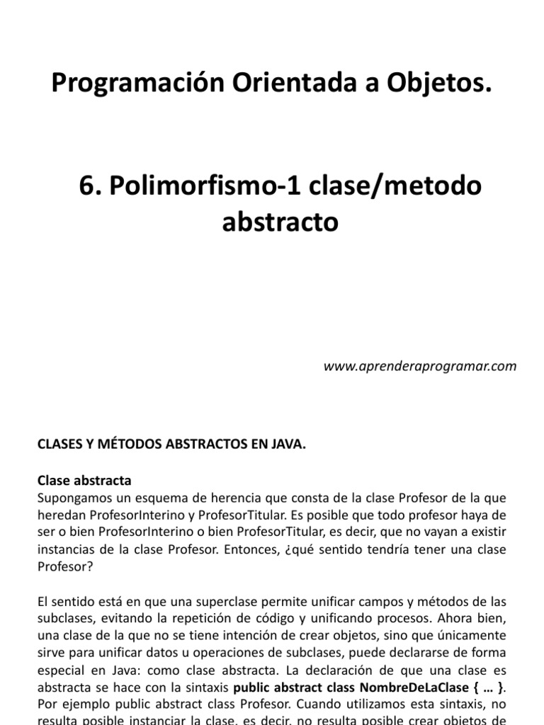 Clases y Métodos Abstractos en Java | PDF | Objeto (informática) | Java ...