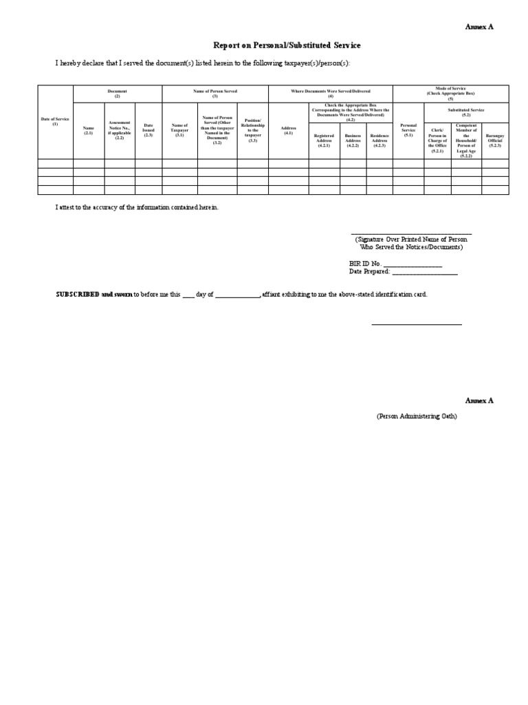 Annex A - Report On Personal - Substituted Service V3 | PDF | Access ...