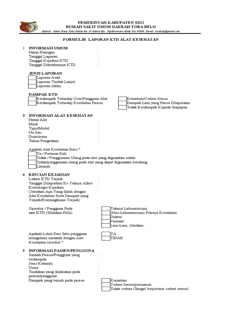 Formulir Laporan KTD | PDF | Sains & Matematika
