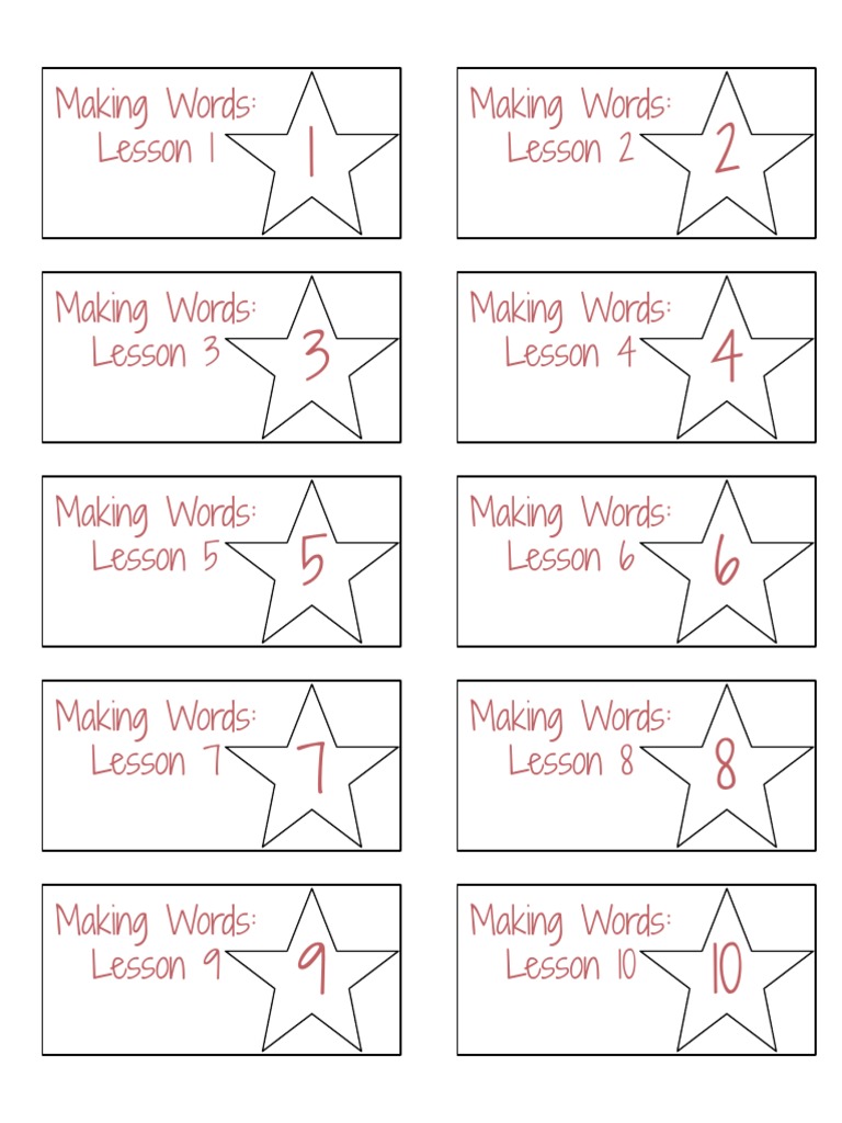 Making Words: Lesson 1 Making Words: Lesson 2 | PDF