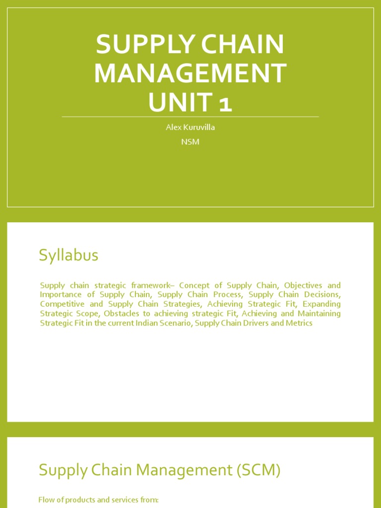 Unit 1 SCM | PDF | Supply Chain | Supply Chain Management