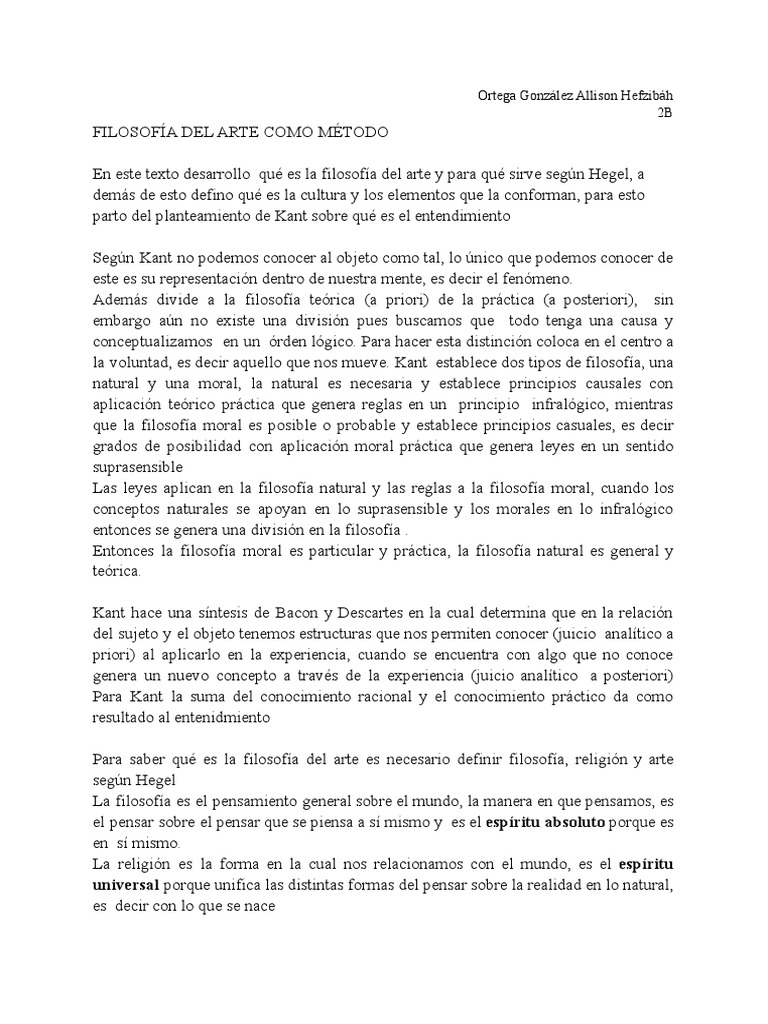 Filosofía Del Arte . | PDF | Immanuel Kant | A priori y a posteriori