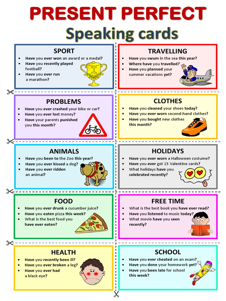 Speaking Cards - Present Perfect 2 | PDF