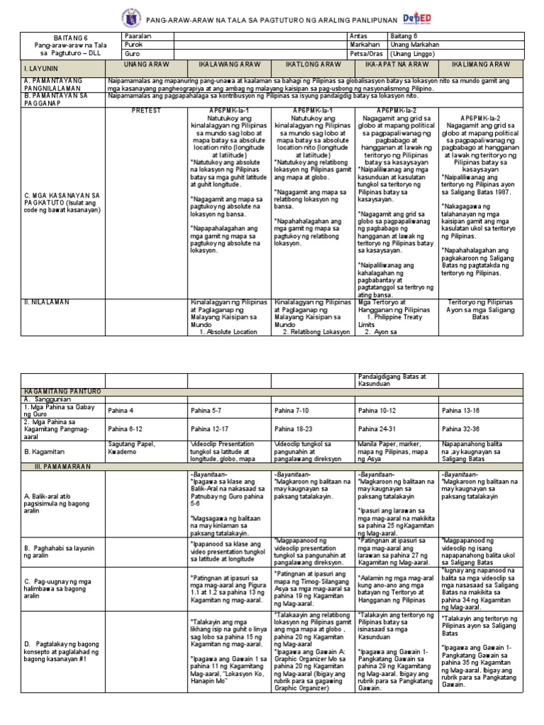 AP6 DLP Week 1-9 Quarter 1 | PDF