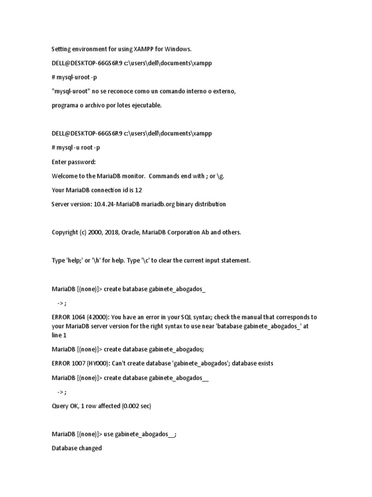 Setting Environment For Using Xampp For Windows Pdf Databases Software Engineering 