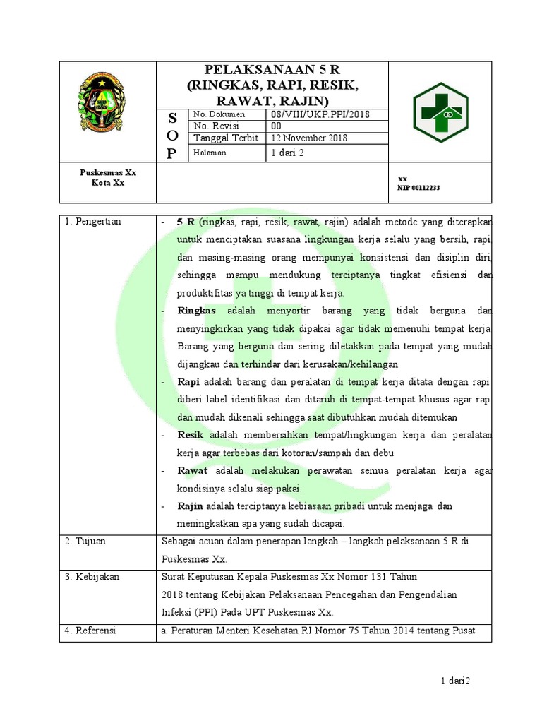 02 Sop Pelaksanaan 5r PDF | PDF | Bisnis | Sains & Matematika