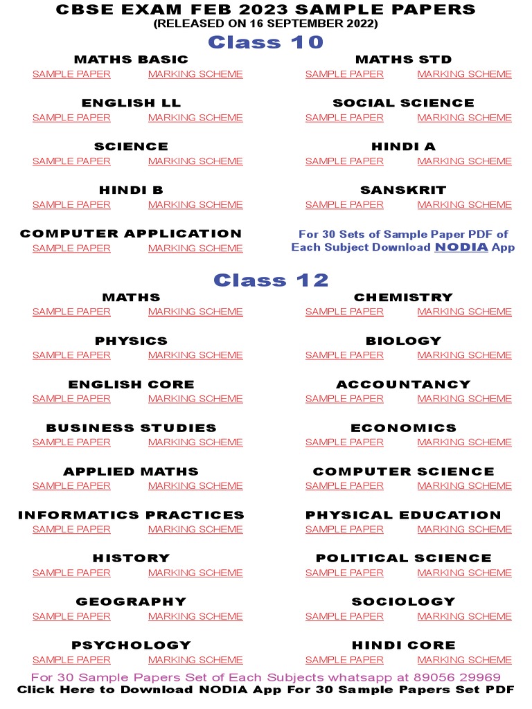 Sample Papers 2023 | PDF | Science