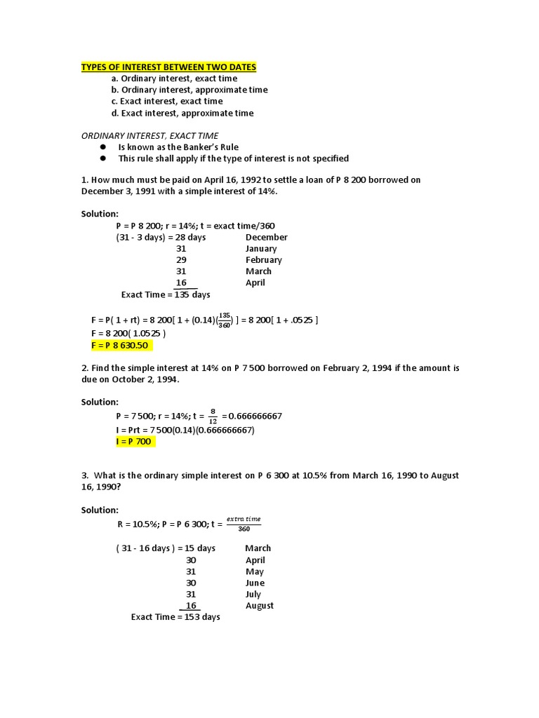 Types of Interest Between Two Dates | PDF | Interest | Numbers