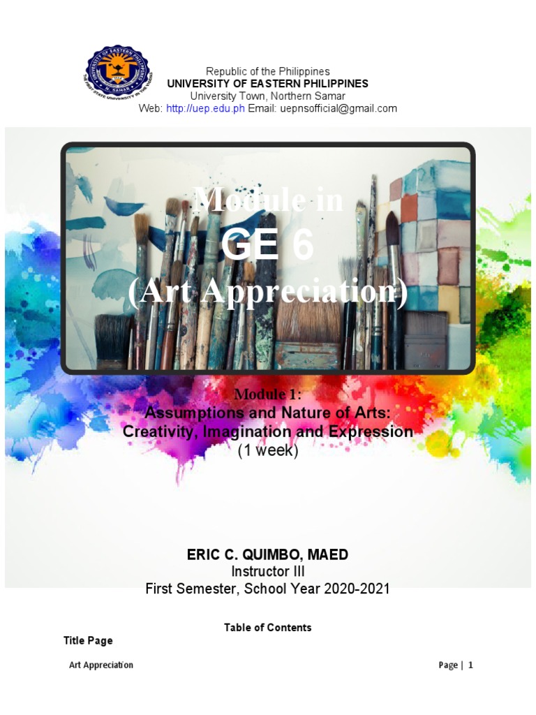 Ge 6 Art Module 1 | Download Free PDF | The Arts | Experience